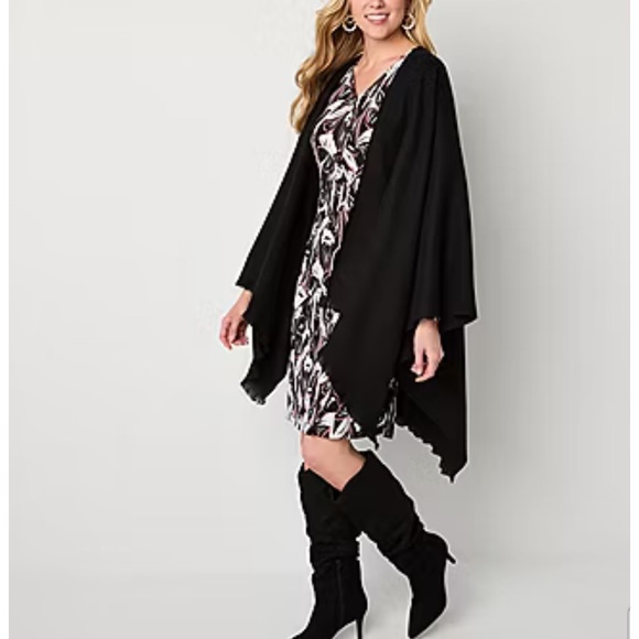 Chico's | Sweaters | Chicos Black Shadow Stripe Ruana Covering Shawl Shrug Poncho Os Nwt | Poshmark